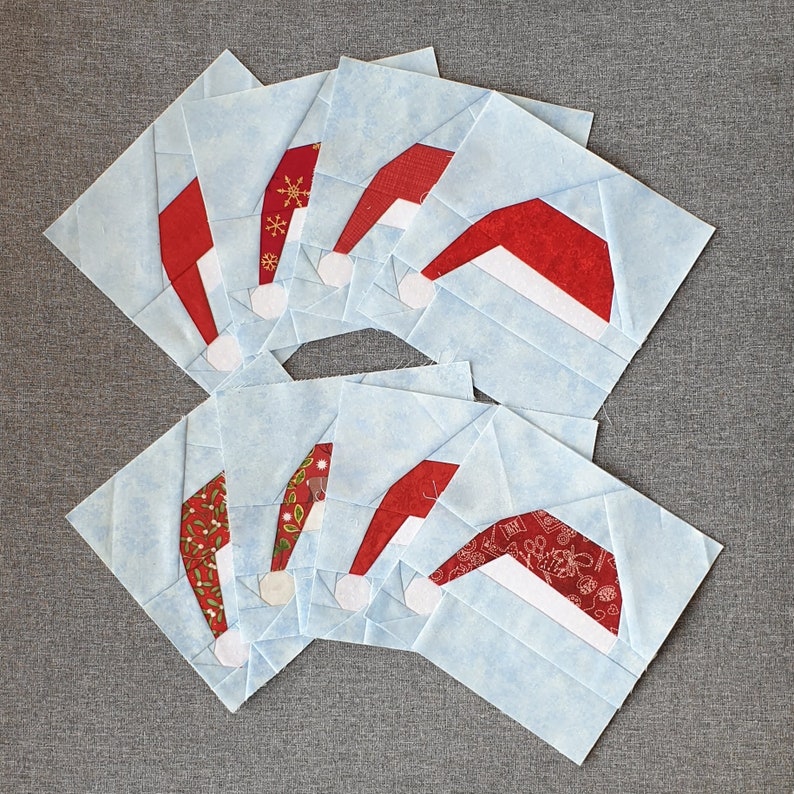 Santa Hat FPP Quilt Block Pdf Pattern in 3 Sizes - Etsy