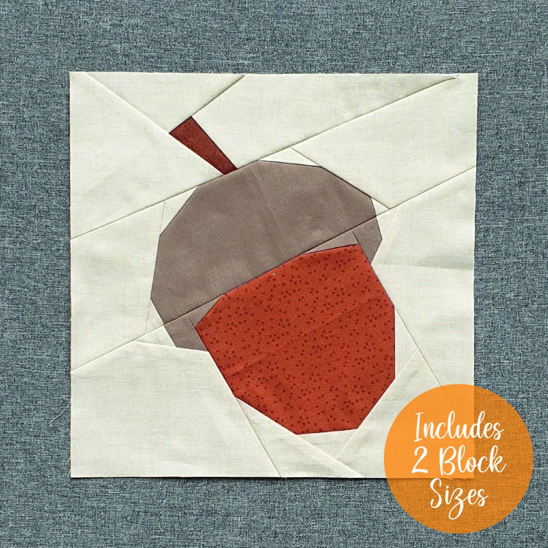 Acorn FPP Quilt Block: Autumn Patchwork Project, 2 Sizes (PDF Pattern ...