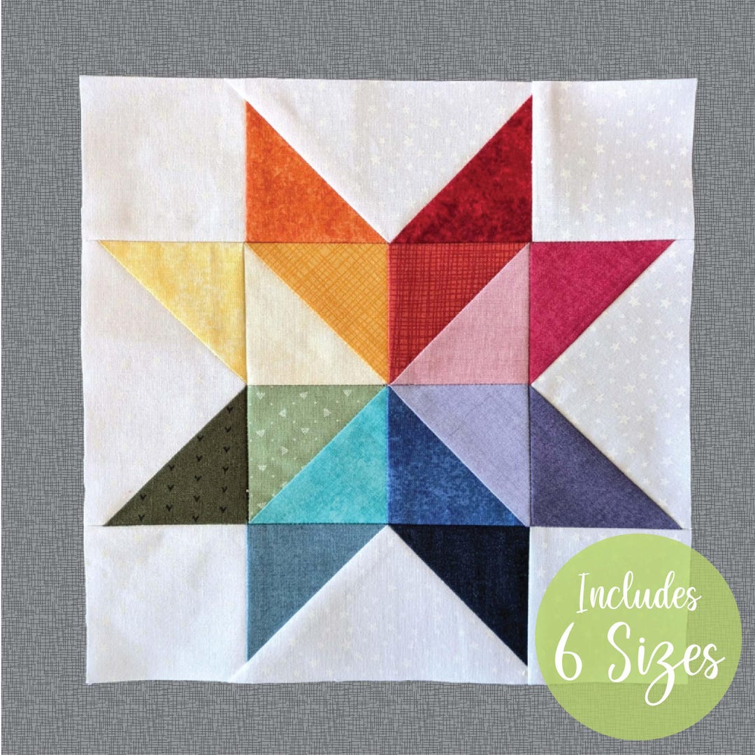 Sawtooth Star With Pinwheel FPP Quilt Block | Print at Home PDF | 6 ...