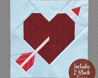 Simple FPP Heart Quilt Block Pattern for 8 Block PDF - Etsy