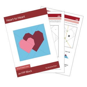 Heart to Heart FPP Quilt Block Pdf Pattern in 2 Sizes, Double Heart ...
