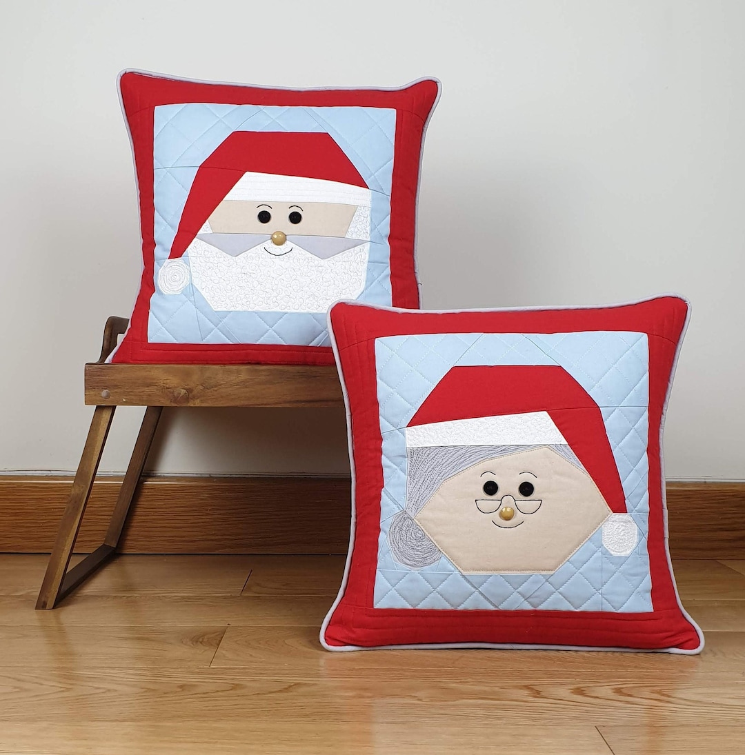 Santa and Mrs Claus Foundation Paper Piecing Cushion Pdf Pattern, Quilt ...
