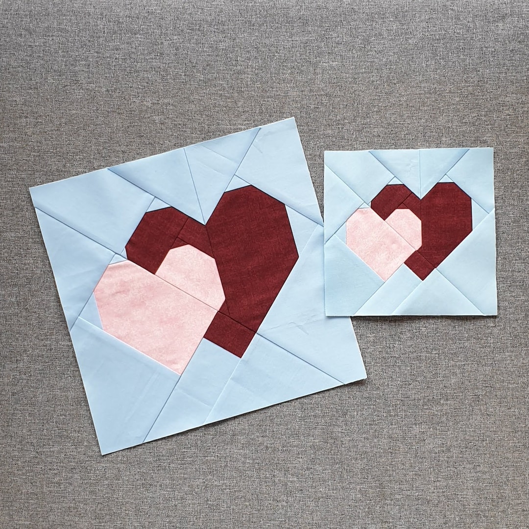Heart to Heart FPP Quilt Block Pdf Pattern in 2 Sizes, Double Heart ...