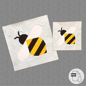 Flying Bumble Bee, Honey Bee FPP Quilt Block Perfect for Spring and Summer Themed Patchwork and ...