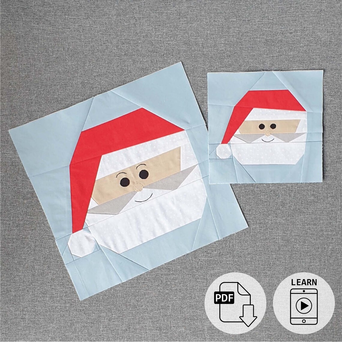 Santa FPP Quilt Block Pdf Pattern in 2 Sizes - Etsy