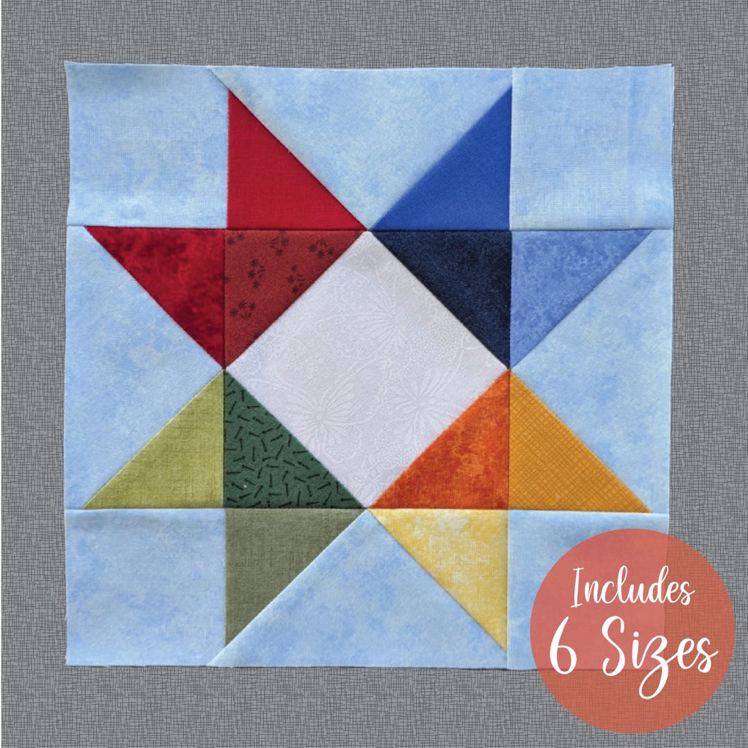 Sawtooth Star With Square in a Square Quilt Block Pattern, FPP ...