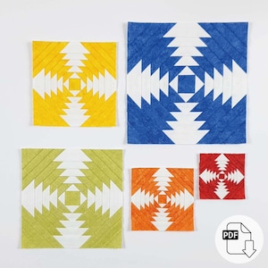 Pineapple Quilt Block FPP Print at Home Templates, a Pdf Pattern With 6 ...