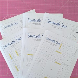 Sawtooth Star FPP Quilt Block | Print at Home PDF | 6 Block Sizes ...