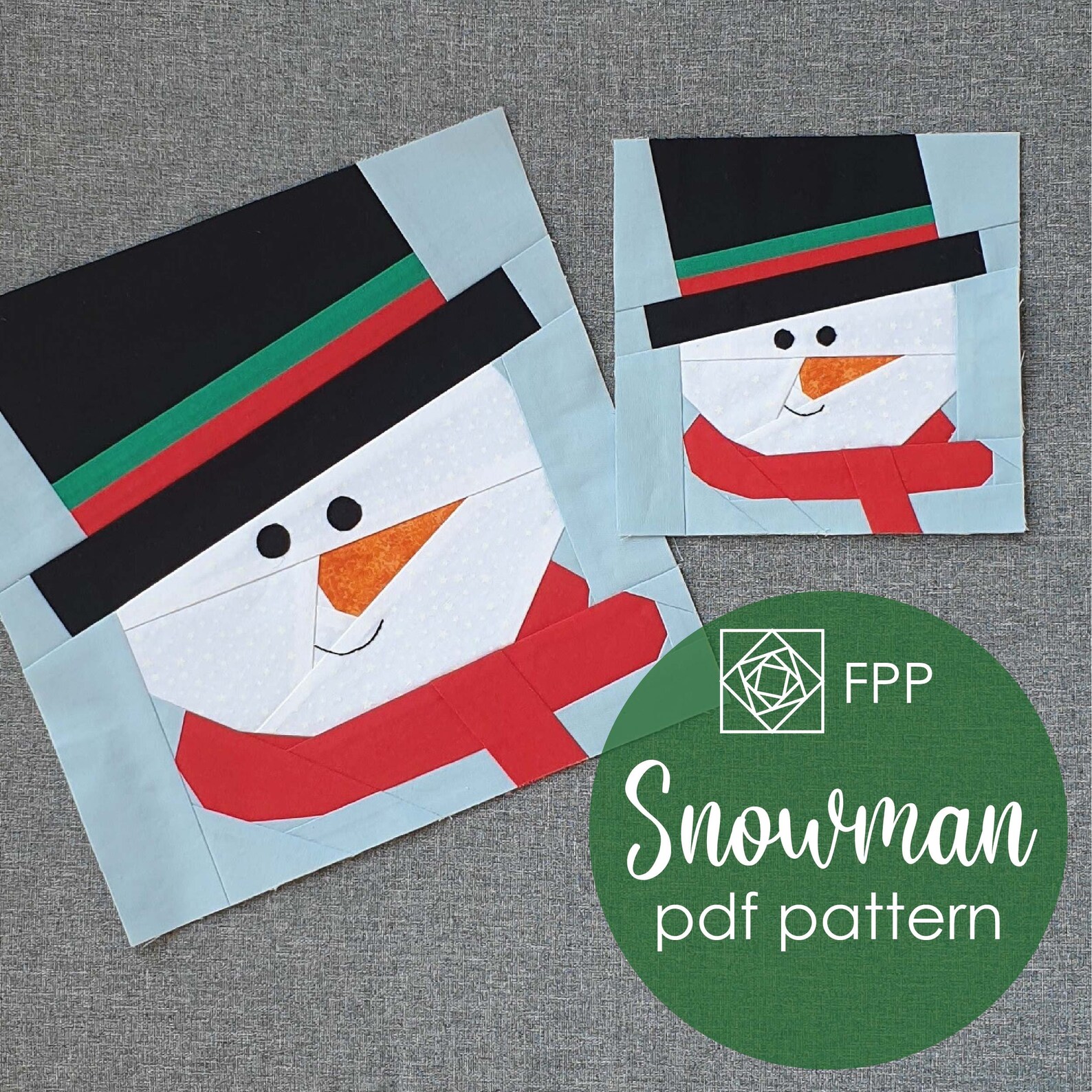 Snowman FPP Quilt Block Pdf Pattern in 2 Sizes - Etsy