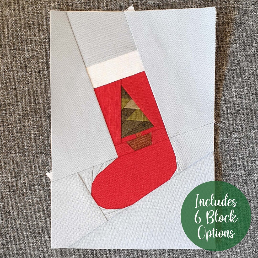 Mini Christmas Stocking FPP Quilt Block: 4" X 6" (PDF Pattern) - Etsy