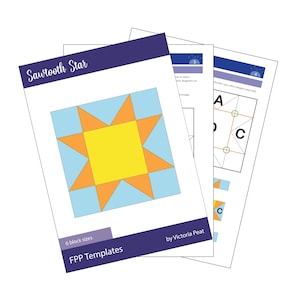 Sawtooth Star FPP Quilt Block | Print at Home PDF | 6 Block Sizes ...