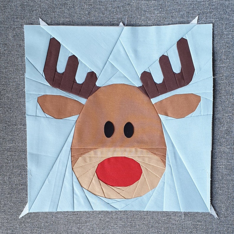 Reindeer FPP Quilt Block Pdf Pattern in 2 Sizes | Etsy