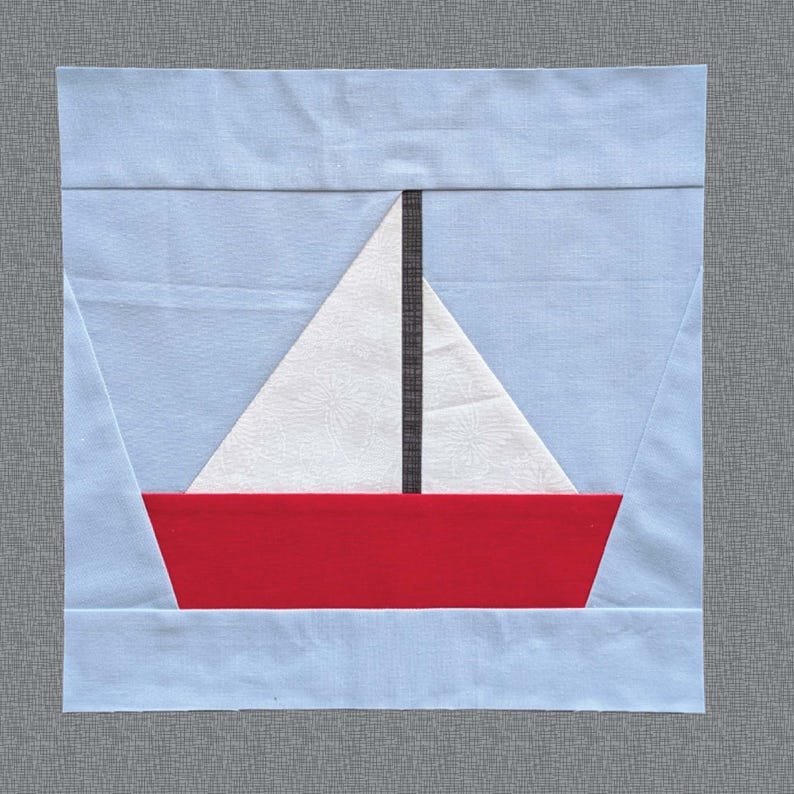 Sailboat FPP Quilt Block: Nautical Toy Boat Pattern, 2 Sizes (PDF ...