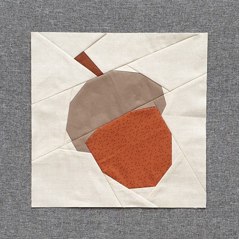 Acorn FPP Quilt Block: Autumn Patchwork Project, 2 Sizes (PDF Pattern ...