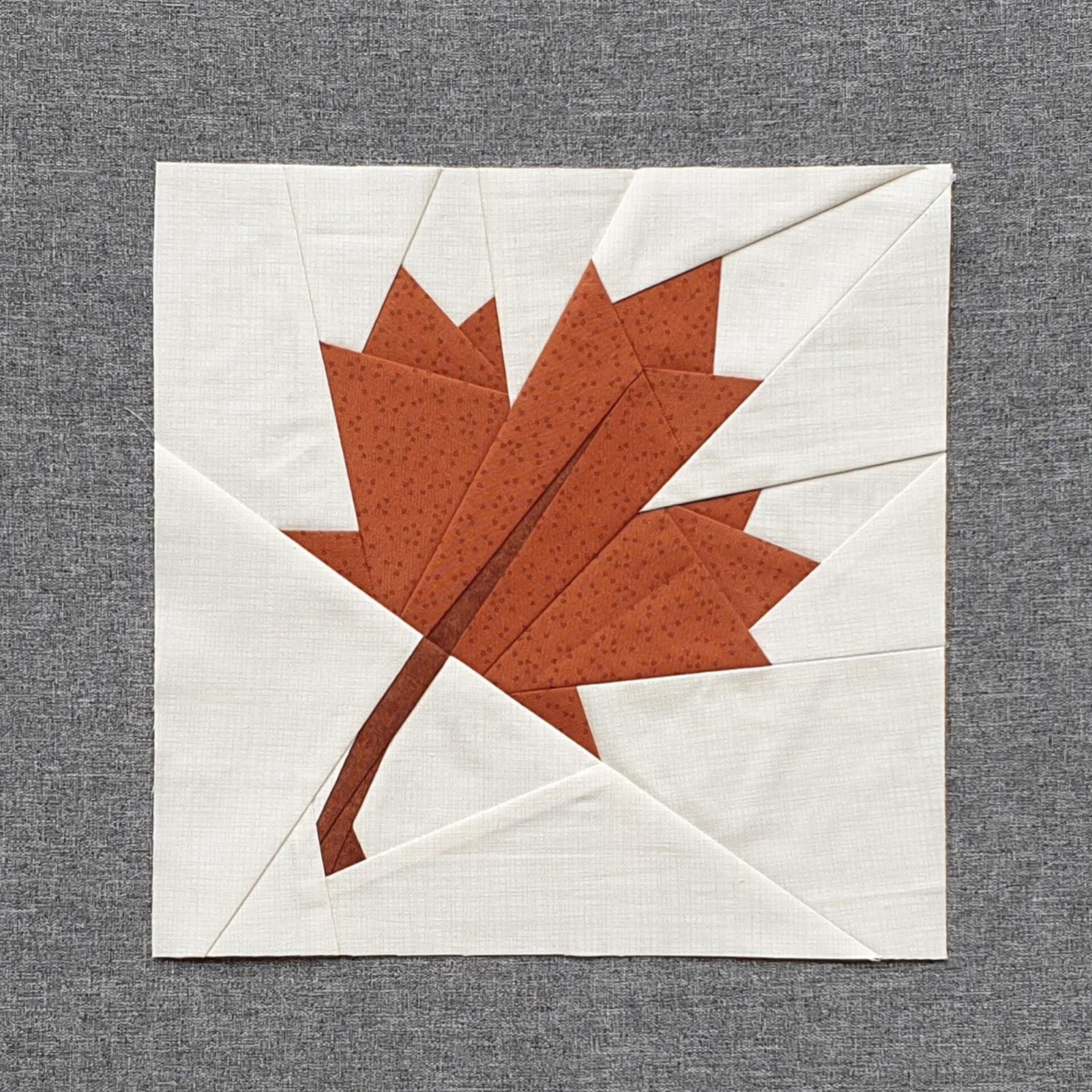 Maple Leaf FPP Quilt Block: Autumn Patchwork Pattern, 2 Sizes (PDF ...
