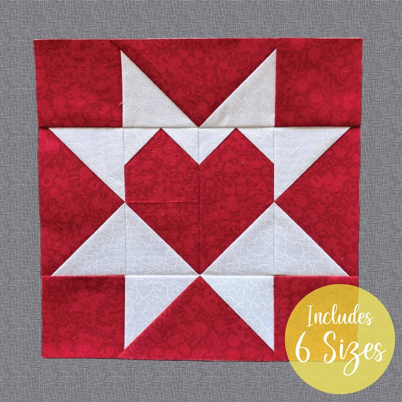Heart in Star Quilt Block - Etsy