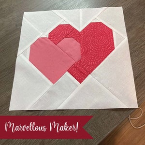 Heart to Heart FPP Quilt Block Pdf Pattern in 2 Sizes, Double Heart ...