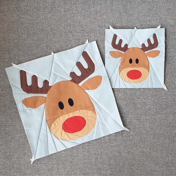 Reindeer FPP Quilt Block Pdf Pattern in 2 Sizes | Etsy