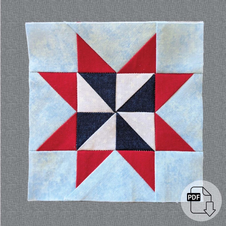 Sawtooth Star With Pinwheel Quilt Block, FPP Templates (PDF Pattern), 6 ...