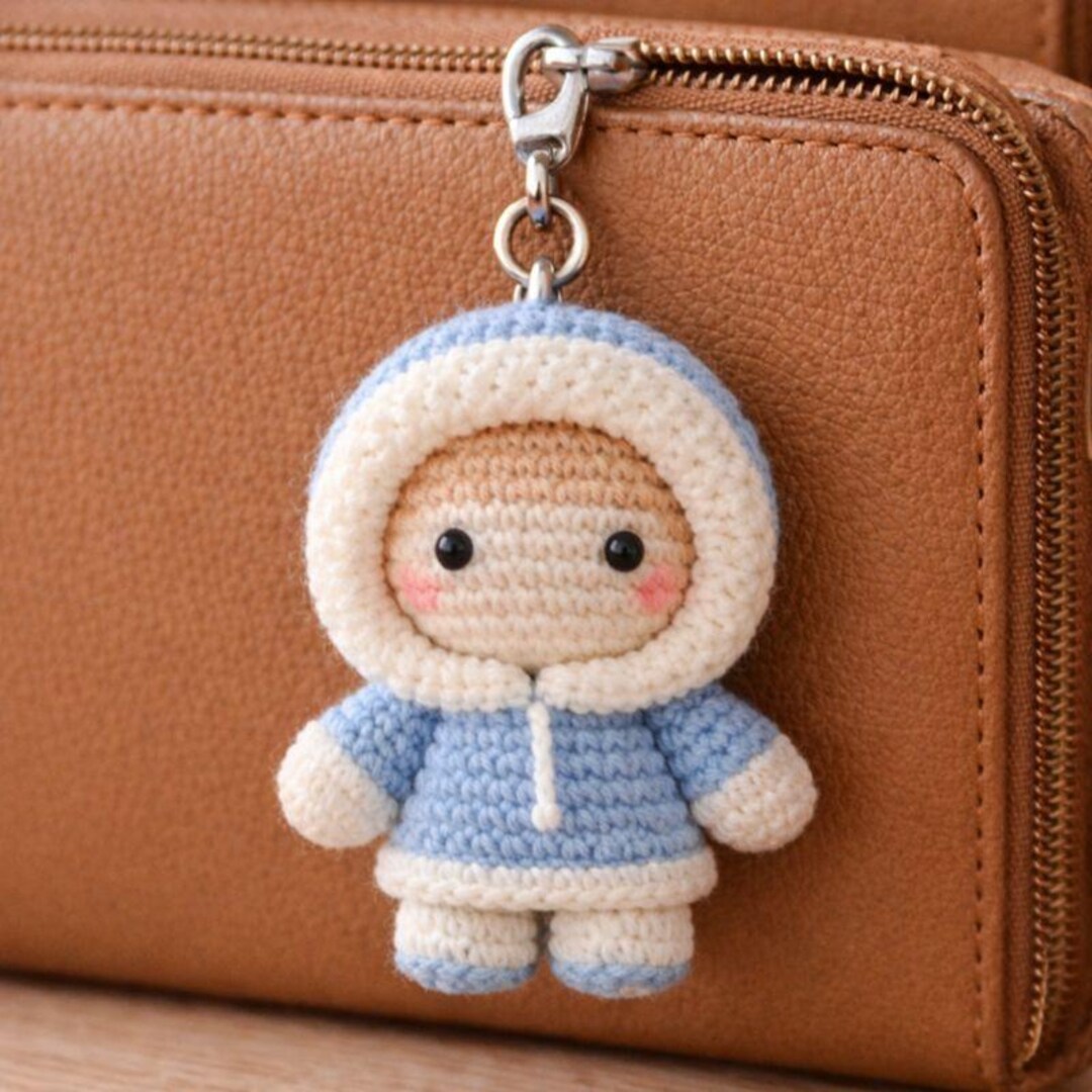 Inuit-inspired Crochet Character Keychain With Light Blue Parka ...