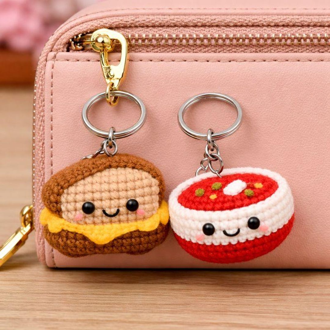 Grilled Cheese & Tomato Soup Crochet Keychain Pair – Minimalist Foodie ...