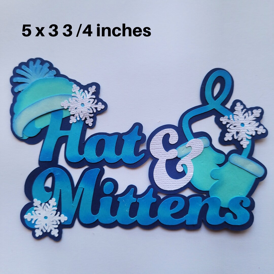 HAT AND MITTENS Title Winter 3D Paper Piecing for Premade Scrapbook ...