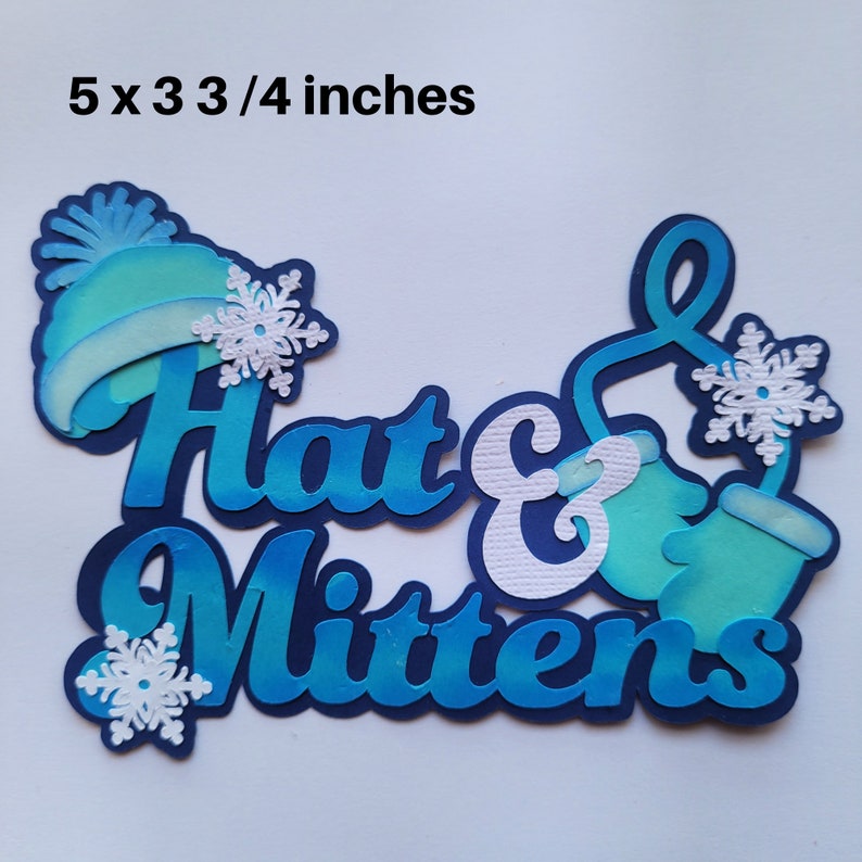 HAT AND MITTENS Title Winter 3D Paper Piecing for Premade Scrapbook ...