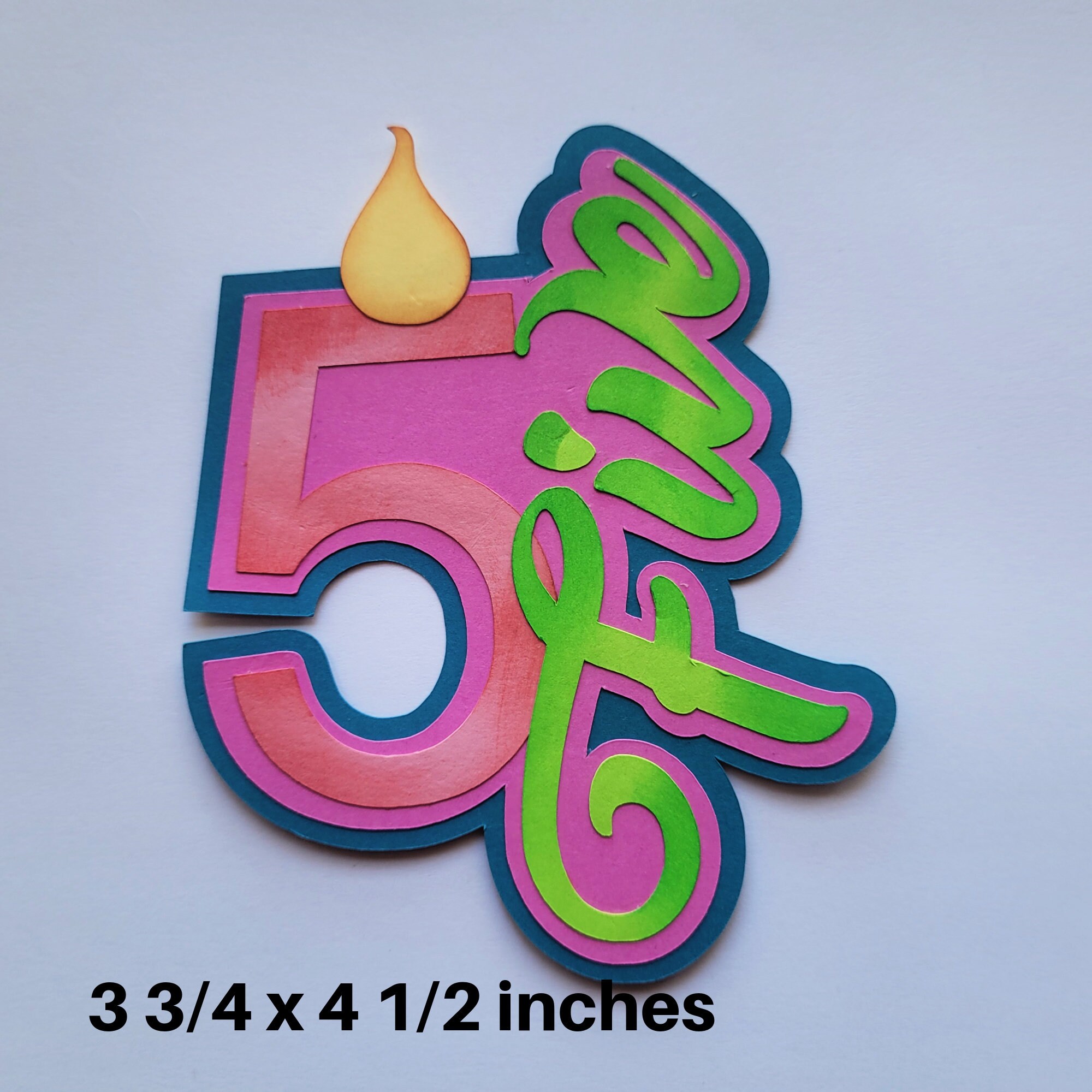 BIRTHDAY CANDLE 5 TITLE Girl 3D Paper Piecing for Premade Scrapbook ...