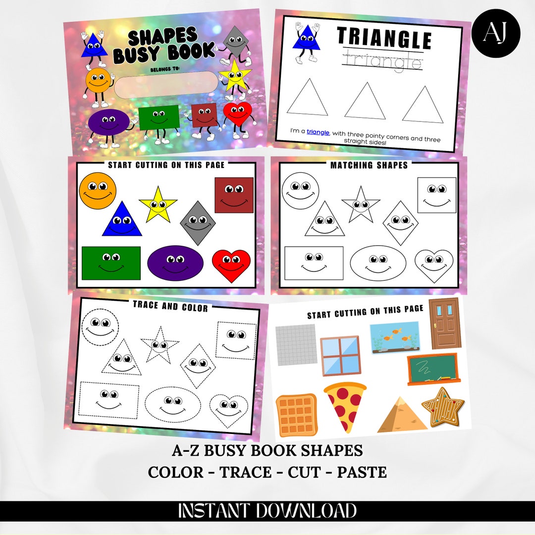 Shapes Children's Busy Book Shapes Book for Toddlers Ready to Print ...