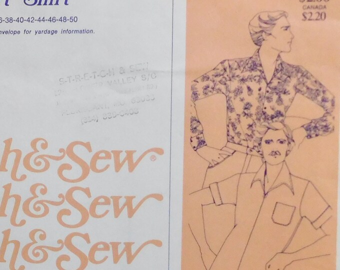 Stretch & Sew Ann Person Sewing Pattern 1753 Men's Sport Shirt Chest ...