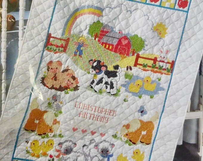 BARNYARD BABIES Bucilla Cross Stitch Quilt Kit 40877, Crib Size ...