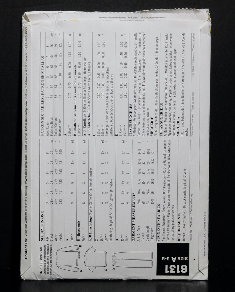 Child's Pajamas New Look Sewing Pattern 6131 Sizes 3 4 5 6 | Etsy