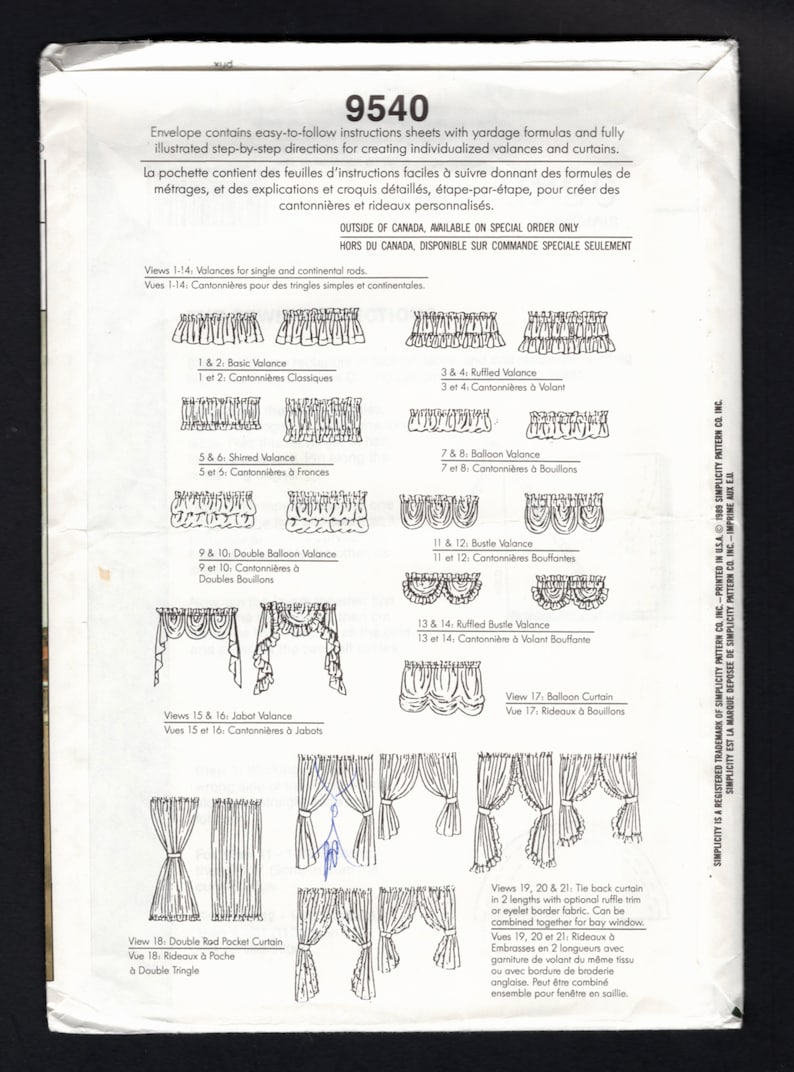 Valances and Curtains Simplicity House Sewing Pattern 9540 - Etsy