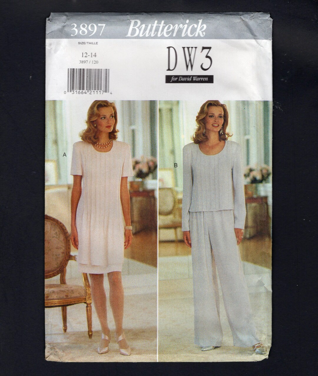 Misses Pin Tuck Dress and Top, Wide Leg Pants Butterick Pattern 3897 ...