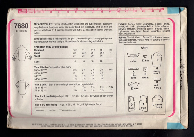 Teen Boy's Button Front Shirt Pattern Simplicity 7680 - Etsy
