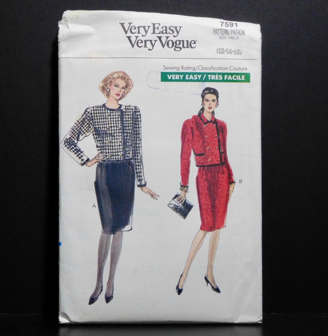 Very Easy Very Vogue Misses Jacket & Skirt Pattern 7591 Sizes 12 14 16 ...
