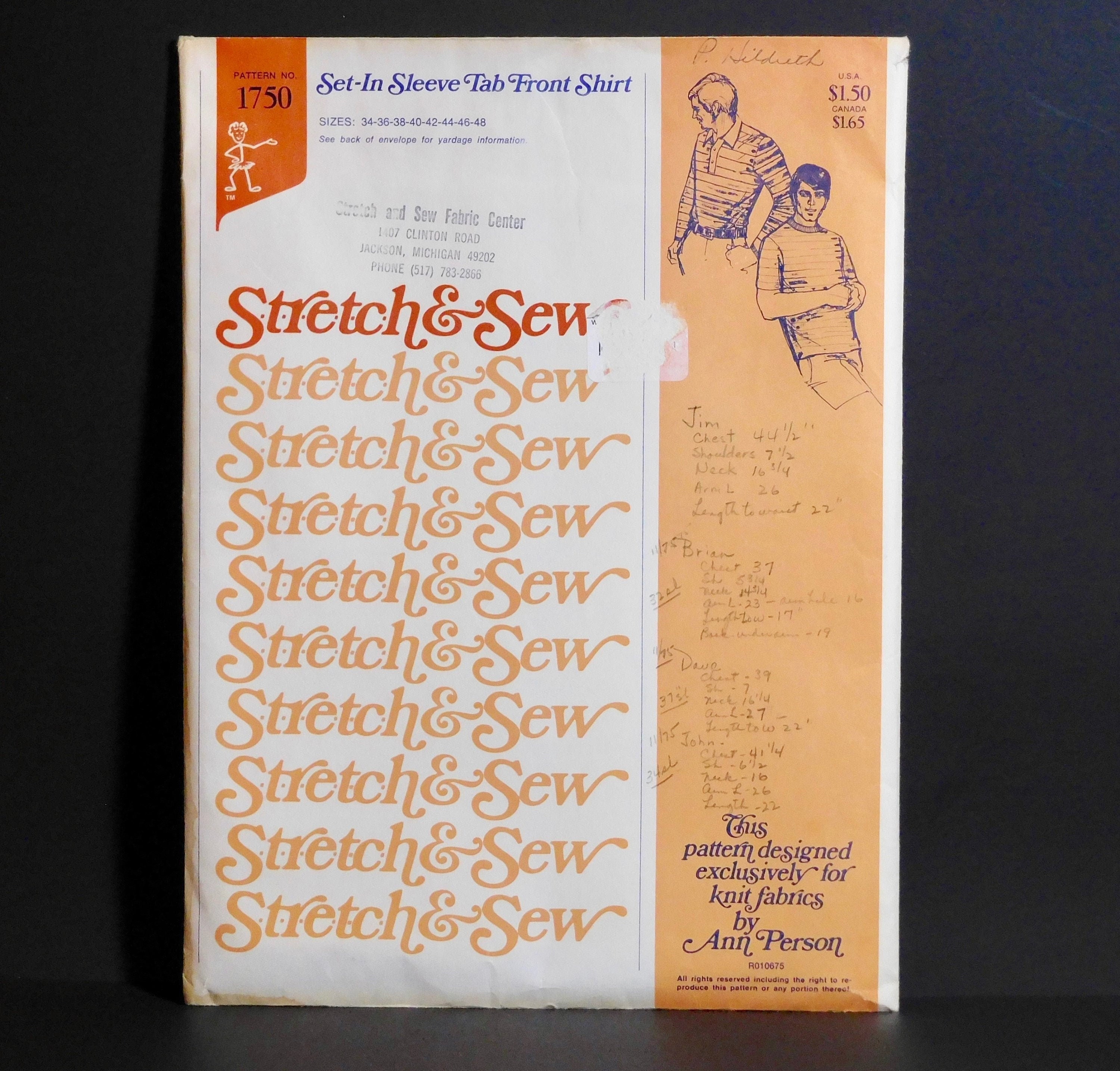 Stretch & Sew Ann Person Sewing Pattern 1750 Men's - Etsy