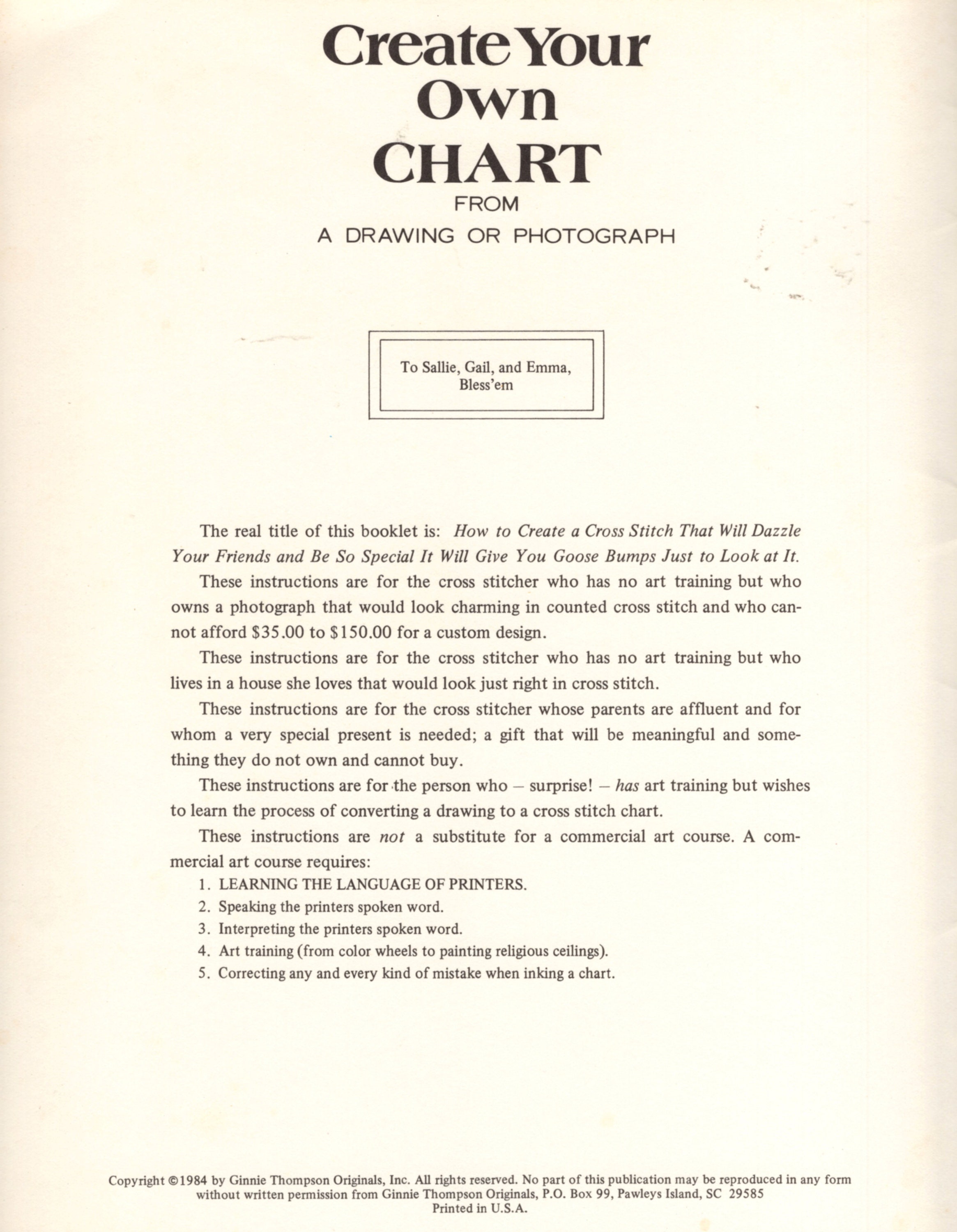 Create Your Own Chart From a Drawing or Photograph by Ginnie - Etsy