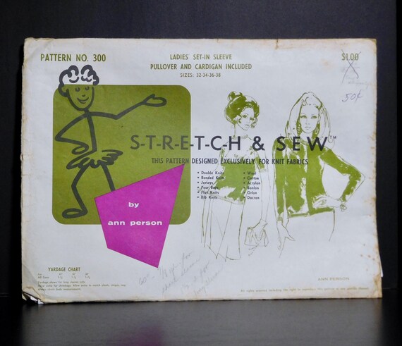 Stretch & Sew Ann Person Sewing Pattern 300 Ladies Set-in | Etsy