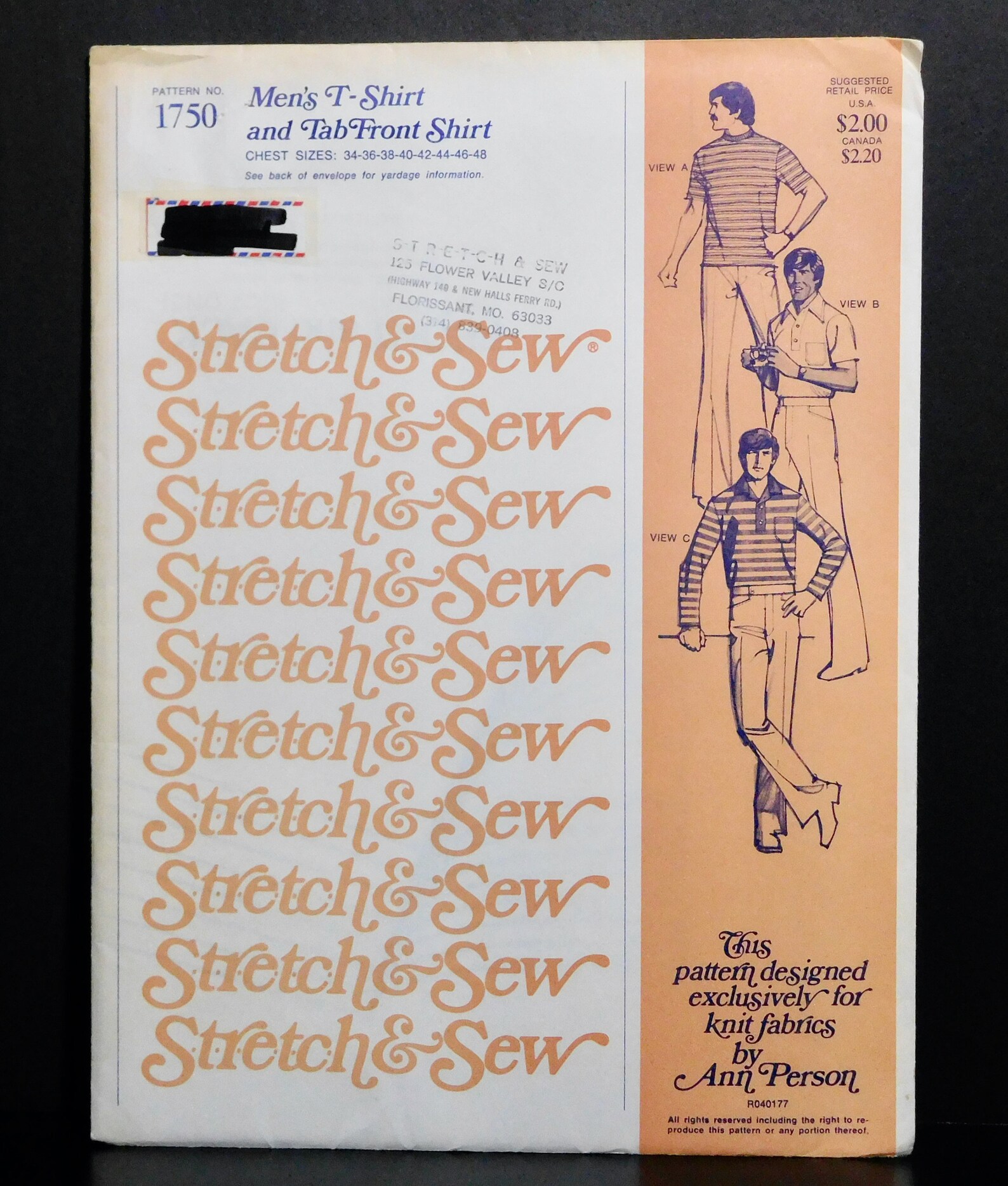 Stretch & Sew Ann Person Sewing Pattern 1750 Men's - Etsy