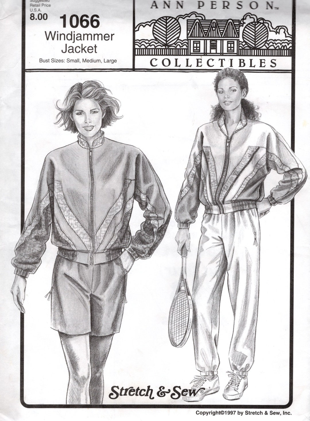 Stretch & Sew Ann Person Sewing Pattern 1066 Windjammer Jackets, Chest ...