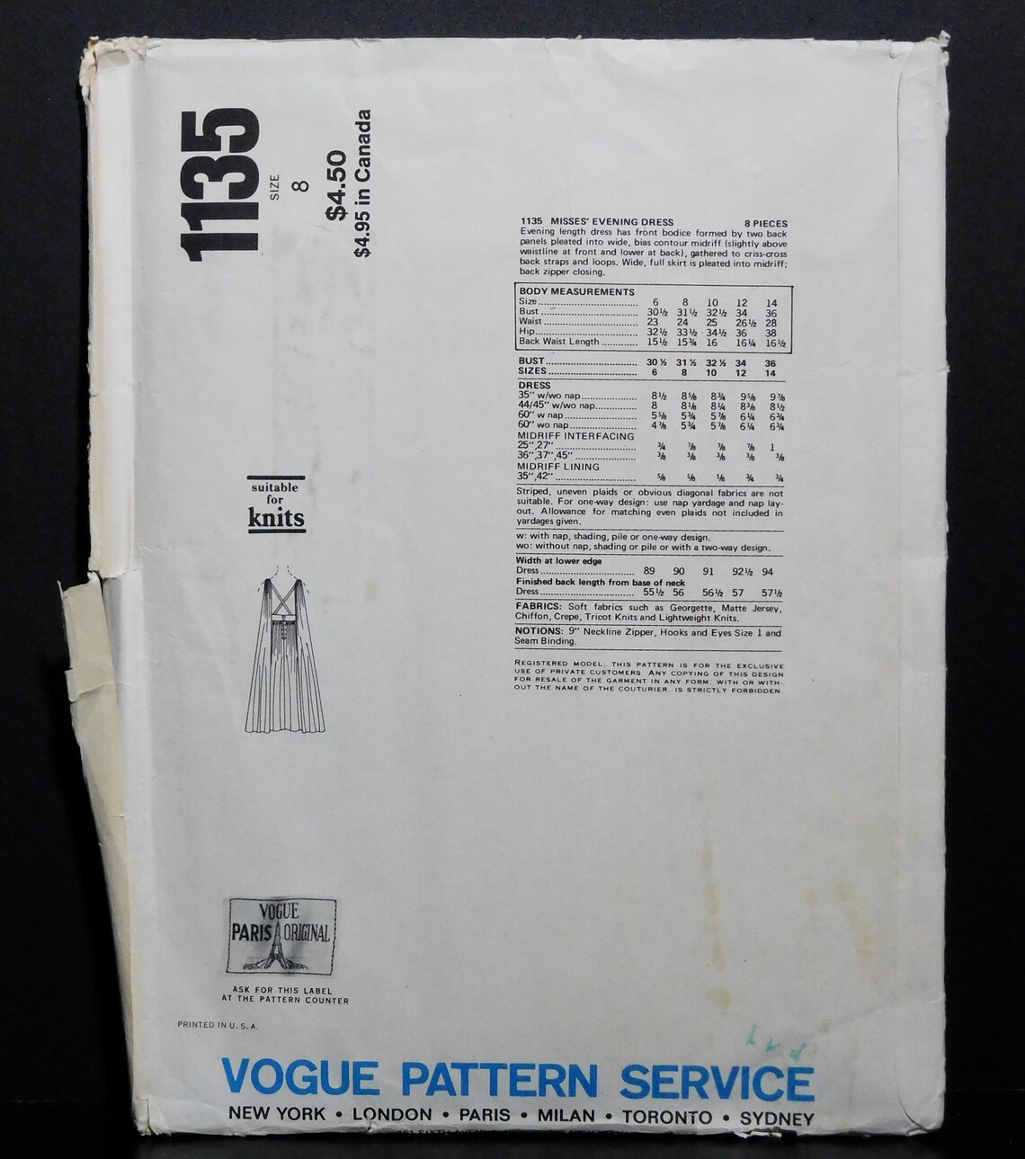 Emanual Ungaro Misses Evening Gown Vogue Sewing Pattern 1135 - Etsy