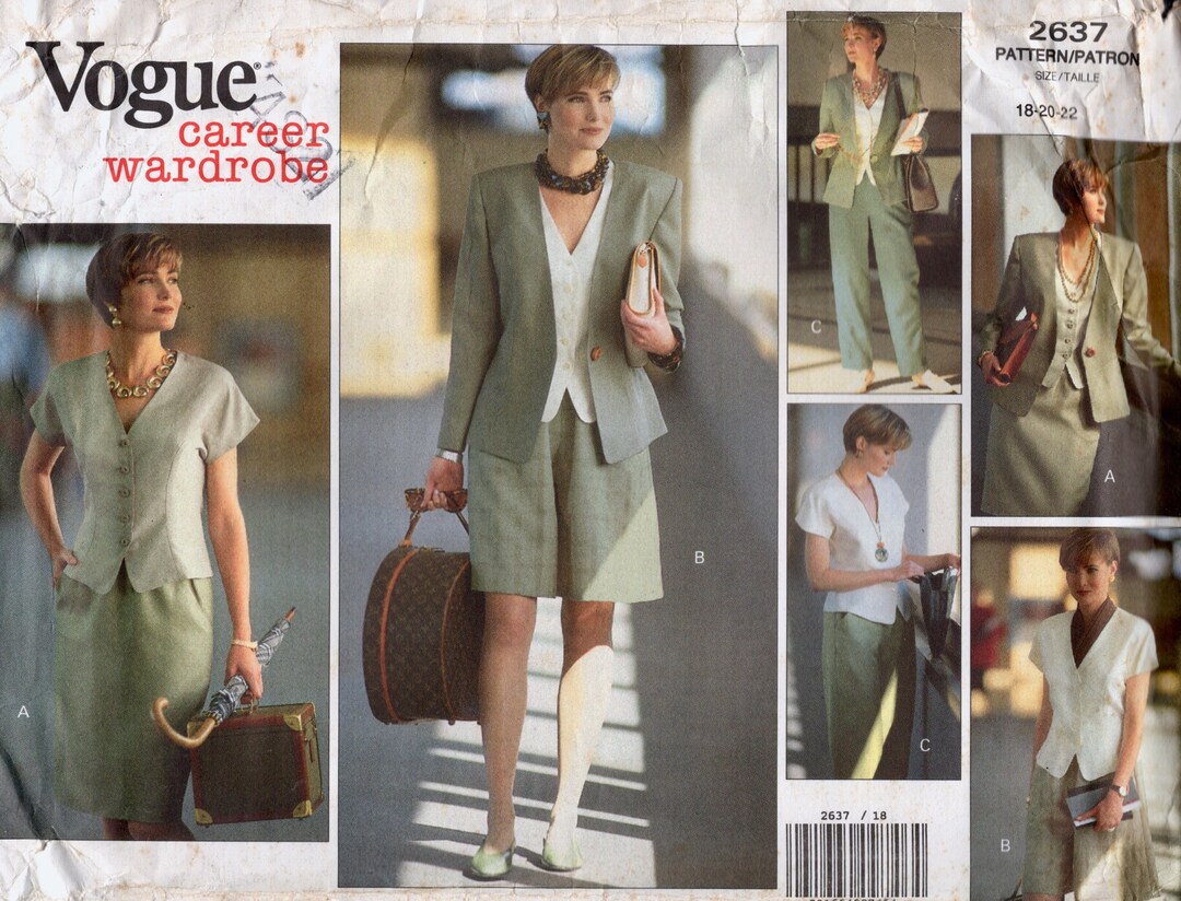 Jacket, Top, Skirt, Pants, Shorts, Vogue Sewing Pattern 2637 Sizes 18 ...
