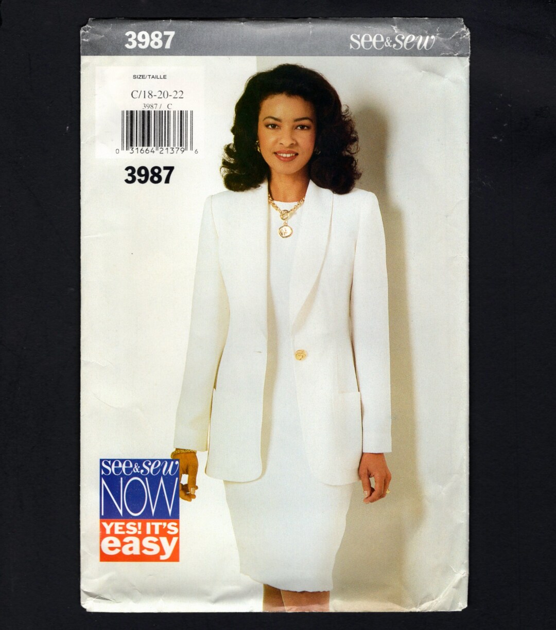 Misses Jacket and Dress Butterick Sewing Pattern 3987 Sizes 18 20 22 ...