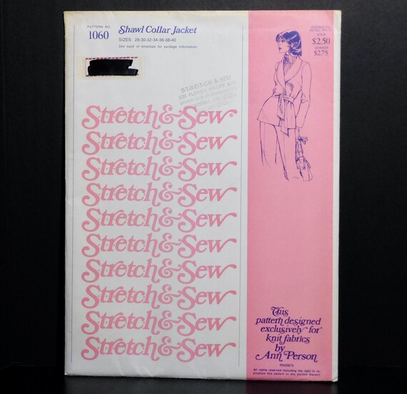 Stretch & Sew Ann Person Sewing Pattern 1060 Shawl Collar | Etsy