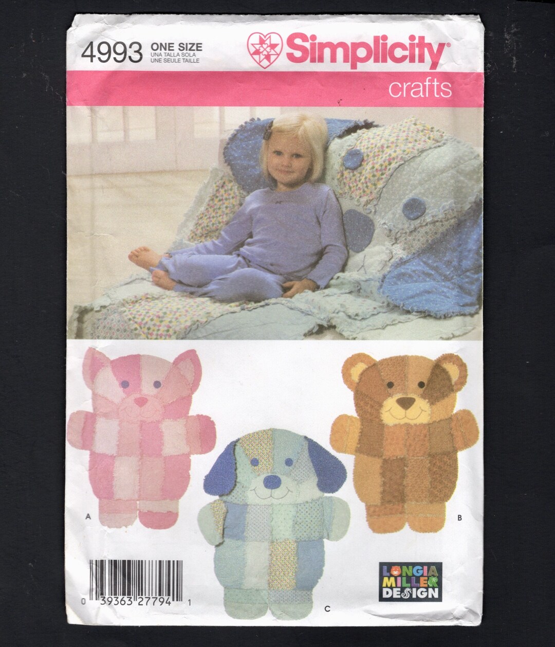 Cat, Dog, and Bear Throw or Wall Hanging, Simplicity Sewing Pattern ...