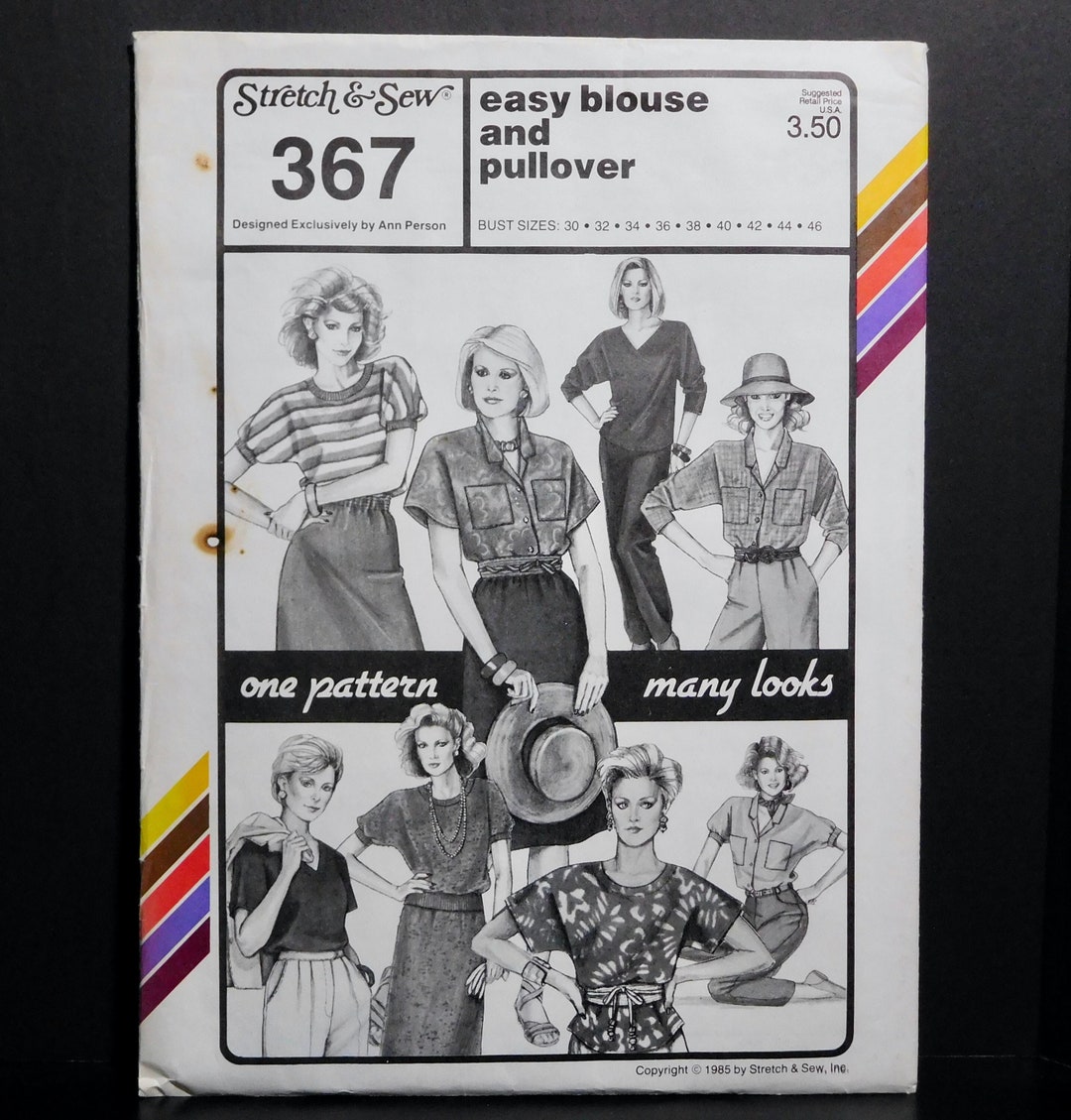 Stretch & Sew Ann Person Sewing Pattern 367 Easy Blouse and Pullover ...