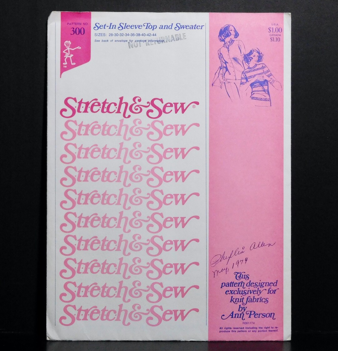 Stretch & Sew Ann Person Sewing Pattern 300 Ladies Set-in Sleeve ...