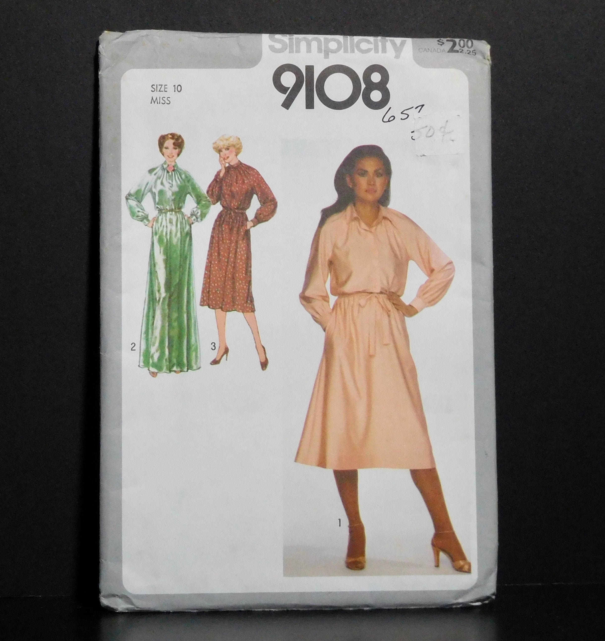 Simplicity Misses Dress and Tie Belt Pattern 9108 Size 10 - Etsy