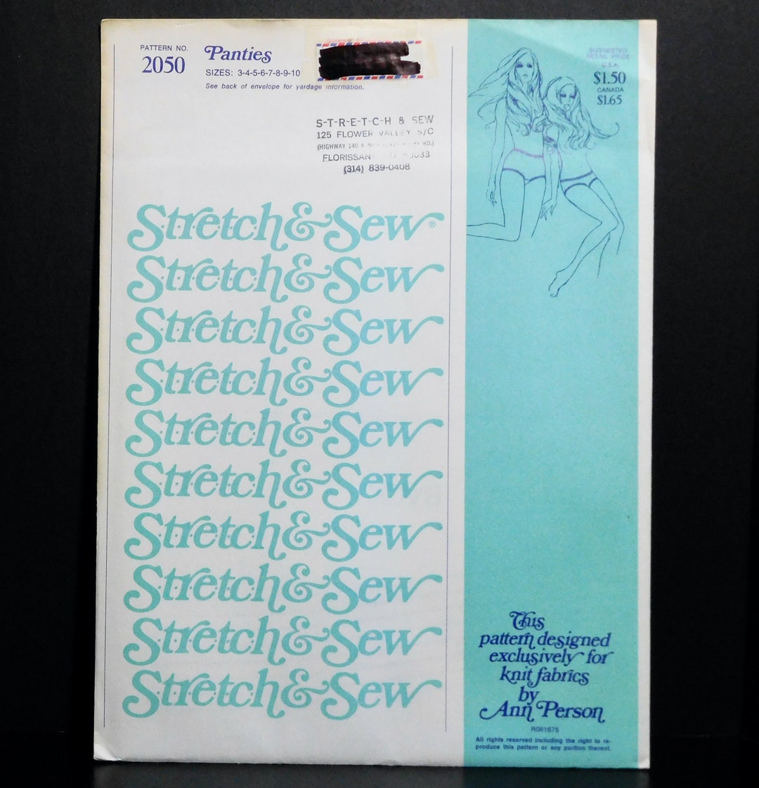 Stretch & Sew Ann Person Sewing Pattern 2050 Misses Panties Sizes 3 4 5 ...